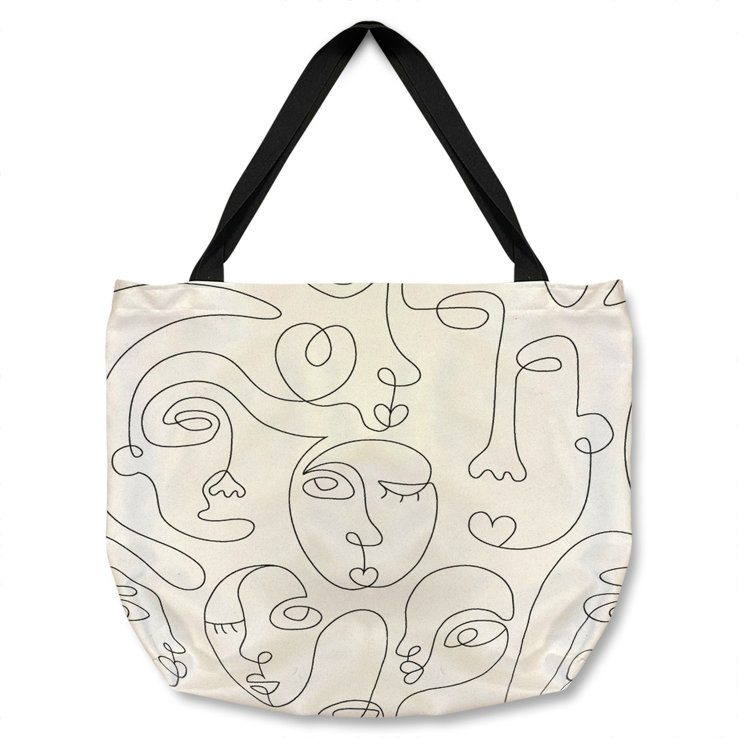 line drawing of faces Designer Tote bag