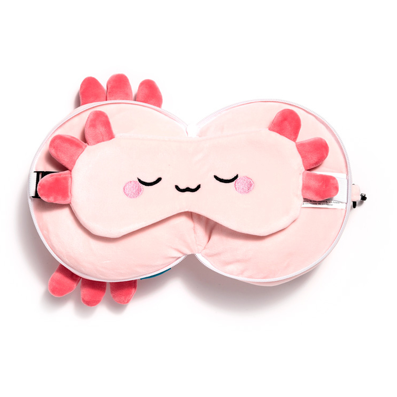 Relaxeazzz Travel Pillow and Eye Mask - Adoramals Maddie the Axolotl