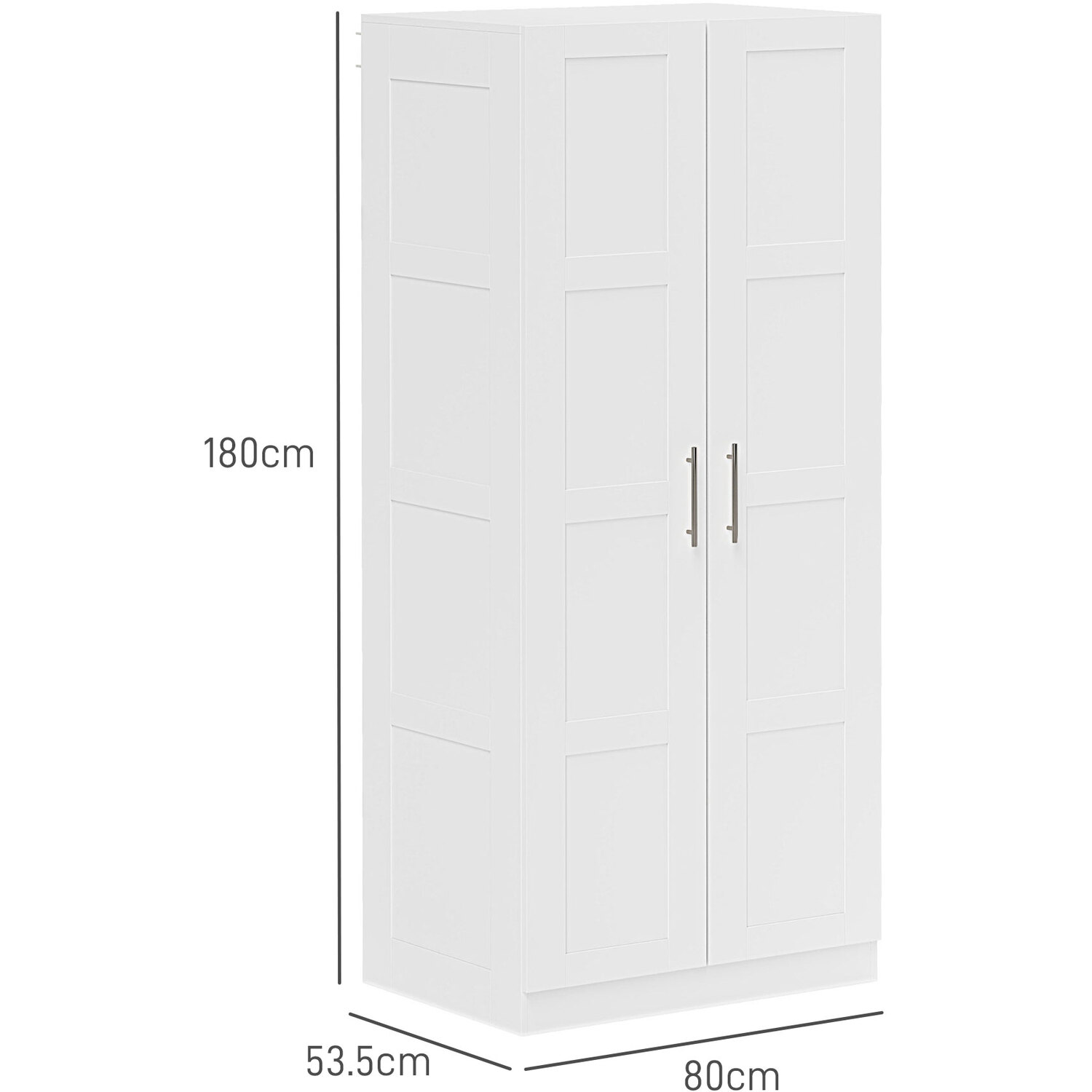 HOMCOM Double Wardrobe with Shelves Hanging Rail