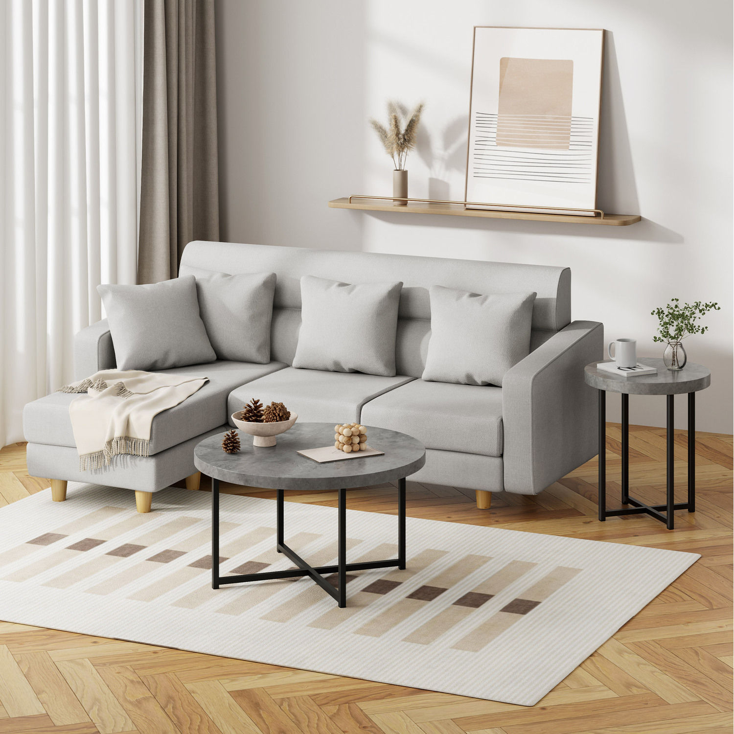 Circular Side Table for Living Room