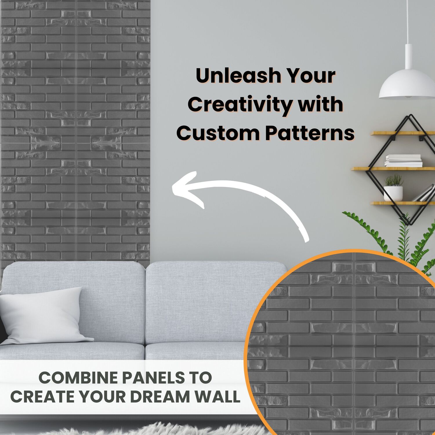 3D Wall Panels (50x50 cm) PVC Cladding Panel in Urban Brick Design