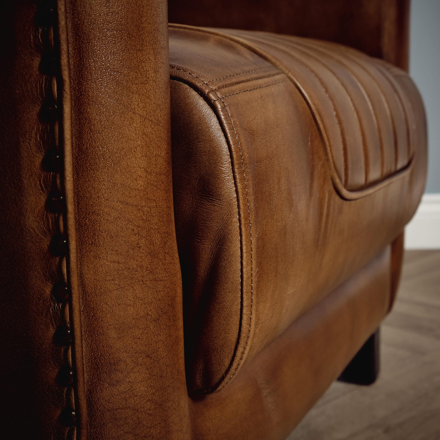 Genuine Leather Tub Aviator Chair Brown Tan