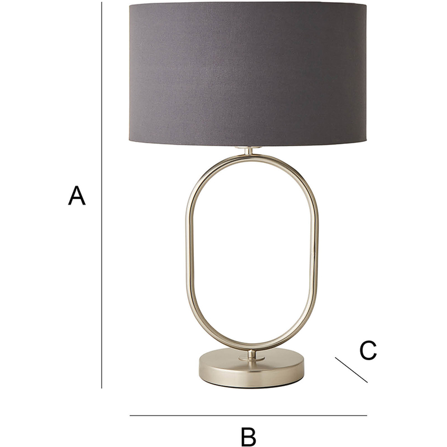 Antonia Brushed Chrome Oval Table Lamp with Drum Shade