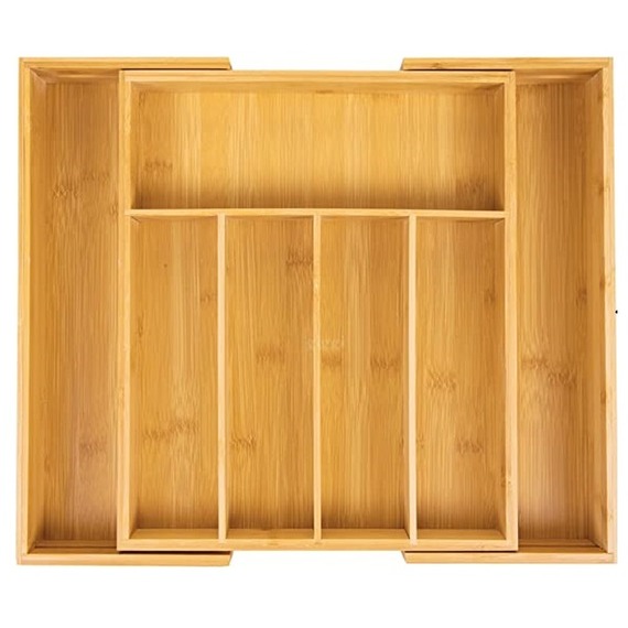 Extra Large Extendable Bamboo Cutlery Tray or Drawer Organiser