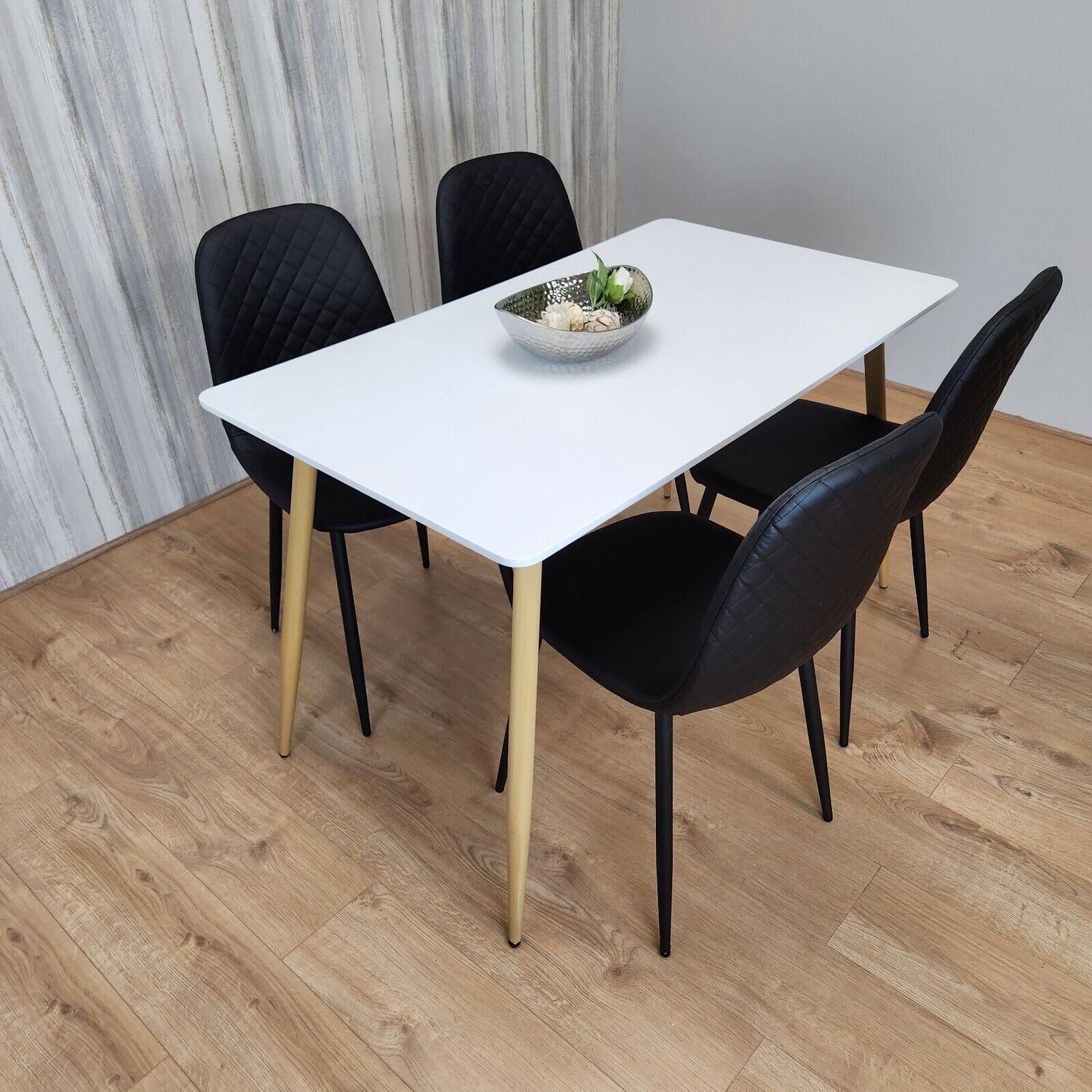 Dining Table And 4 Grey Chairs White Bella Wood Table Kitchen Dining Set