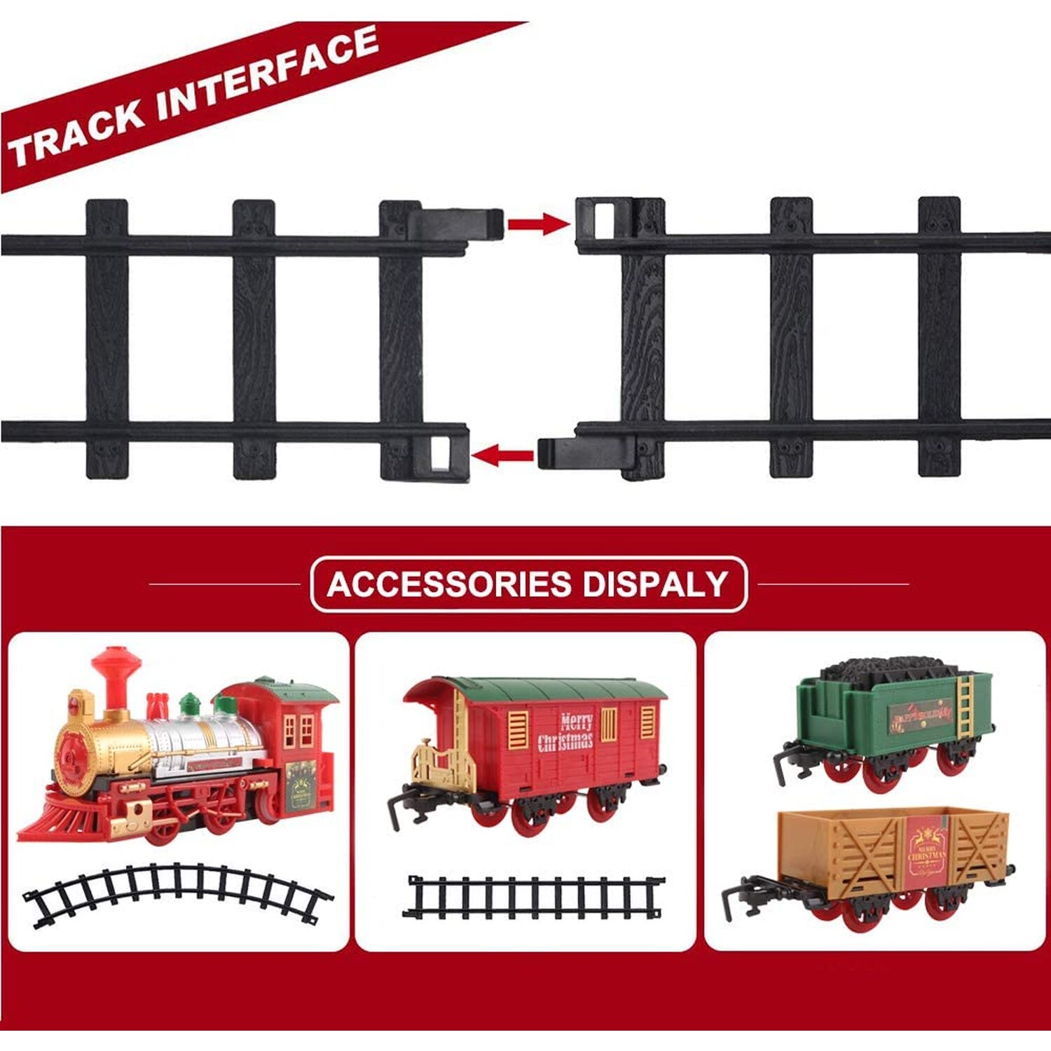 13 Piece Classic Toy Train Set with Headlight Smoke and Sounds