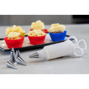 KitchenCraft Icing Syringe with Six Stainless Steel Nozzles, Blister Packed