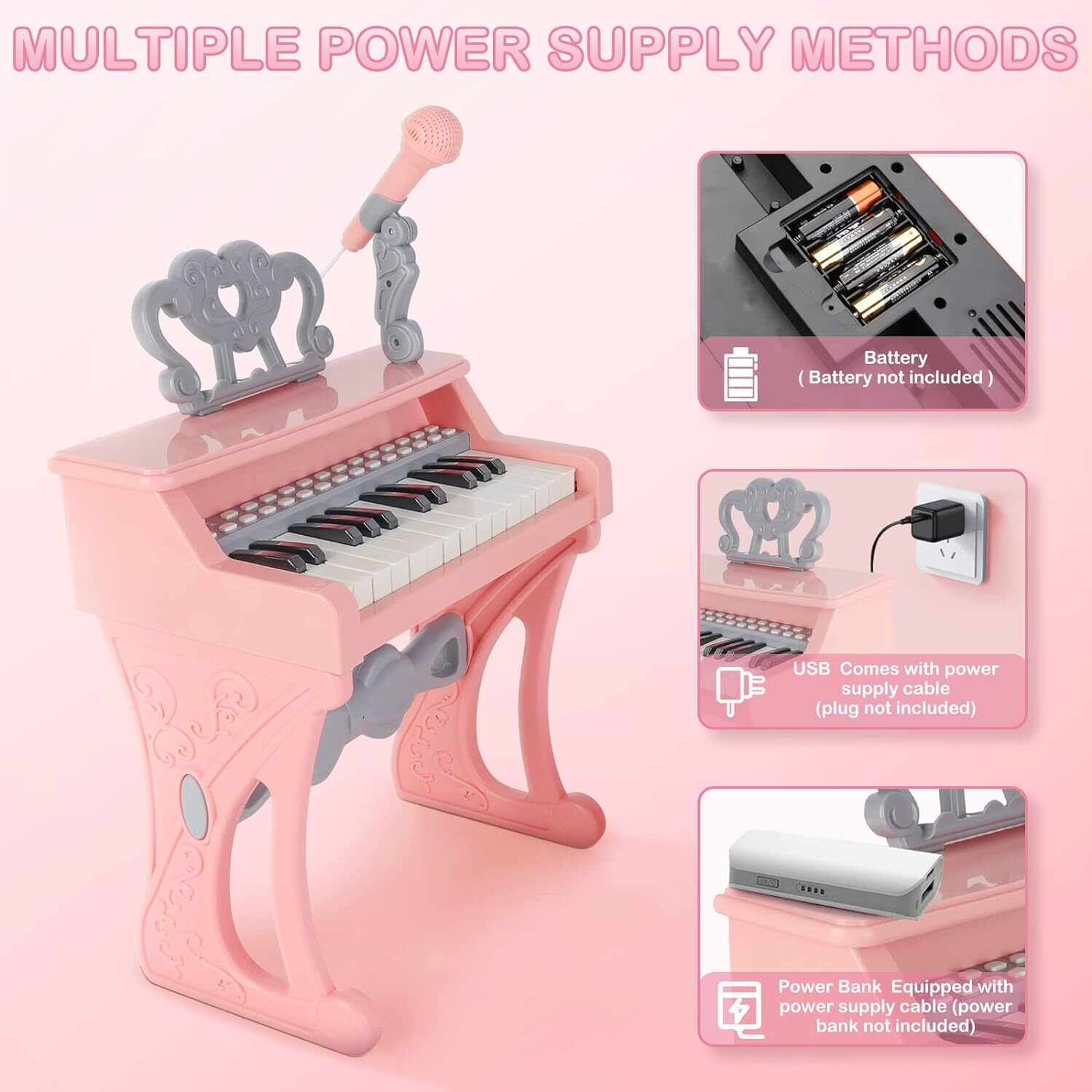 25 Keys Piano Keyboard for Kids with Microphone