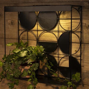 Metal Solar Wall Art Light Black Art Deco Cube Garden Light Warm White ...