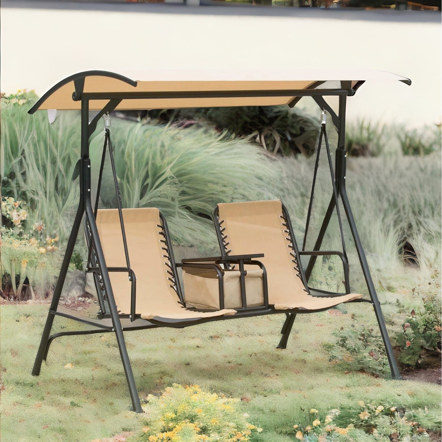 2 Seater Garden Swinging Chair With Pivot Table
