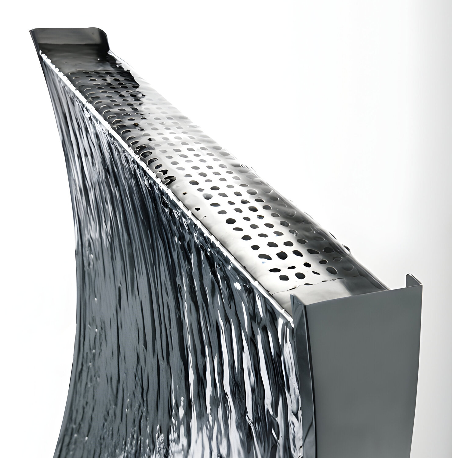 Primrose Stainless Steel Curved Water Wall with Stainless Steel Reservoir