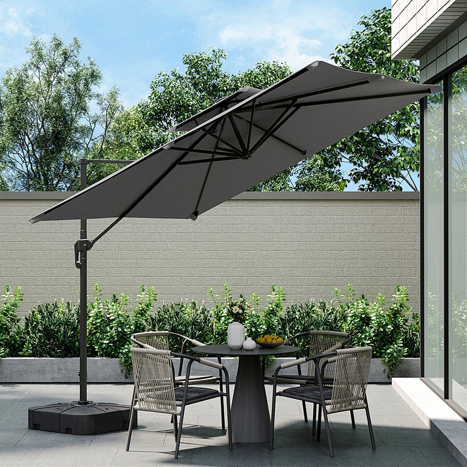 3 Meter Cantilever Parasol with Lights and Fillable Base