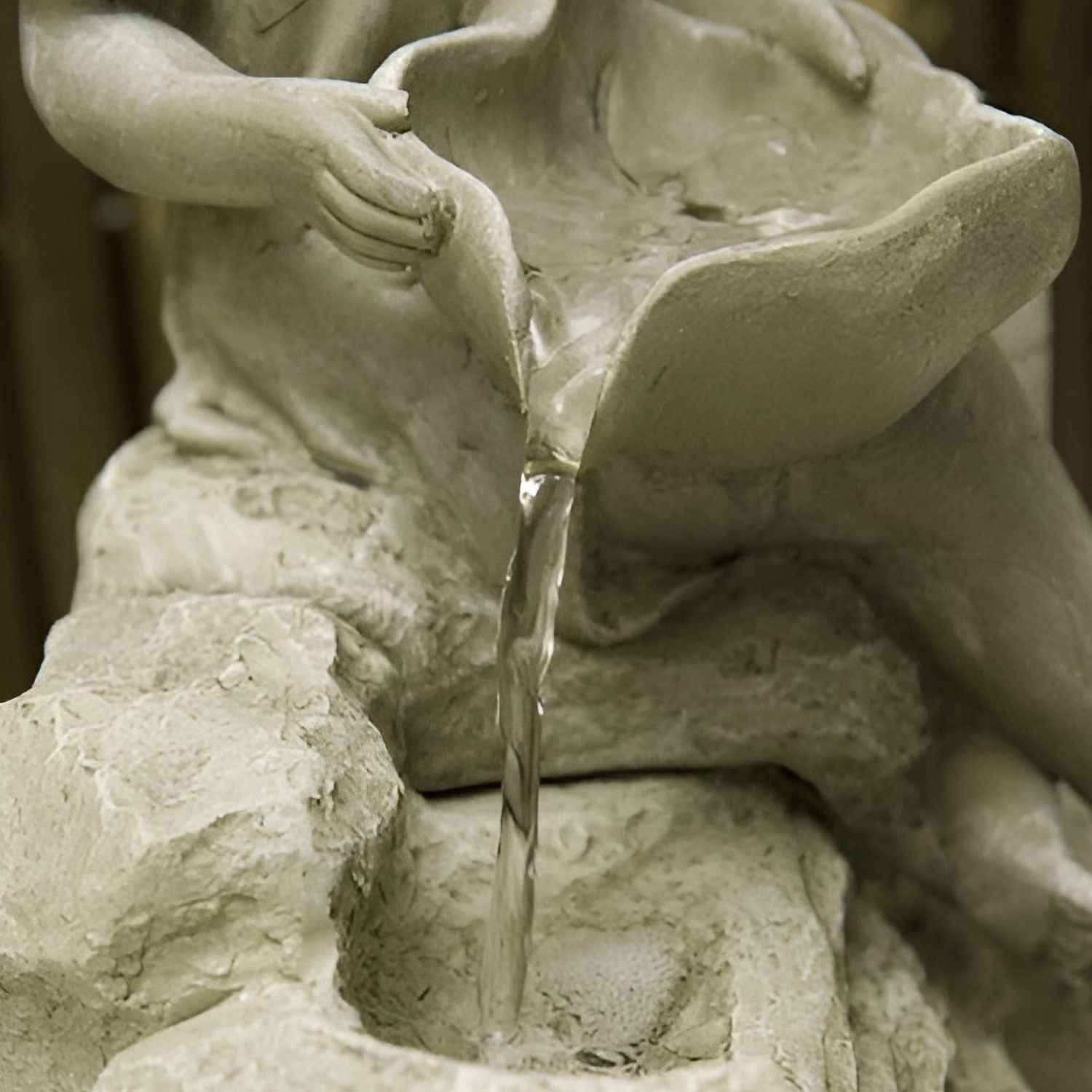 Primrose Girl Pouring Trickling Water Feature Fountain with LED Lights 42cm