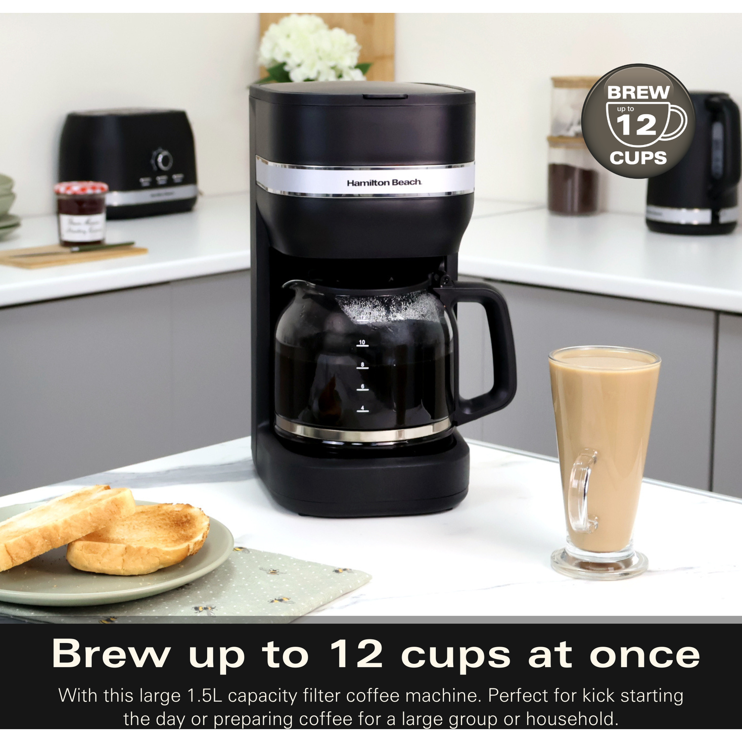Ella 1.5L Matte Black Filter Coffee Machine