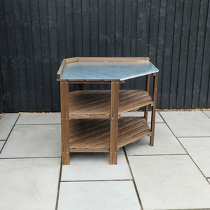 Outdoor Wooden Kitchen Corner Table Shelves Pressure Treated