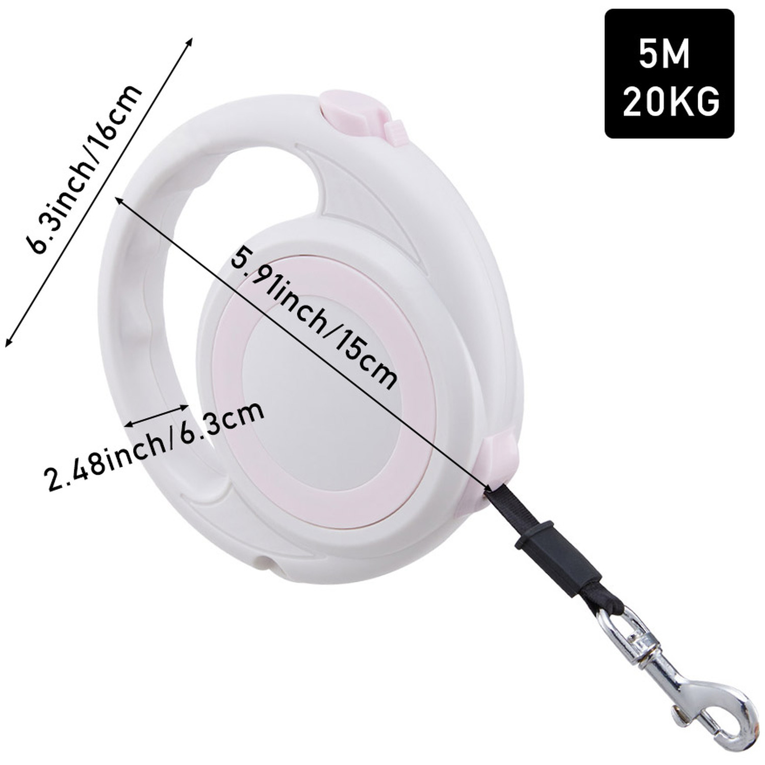 5M Retractable Dog Leash 120kg Locking Force Tangle-Free