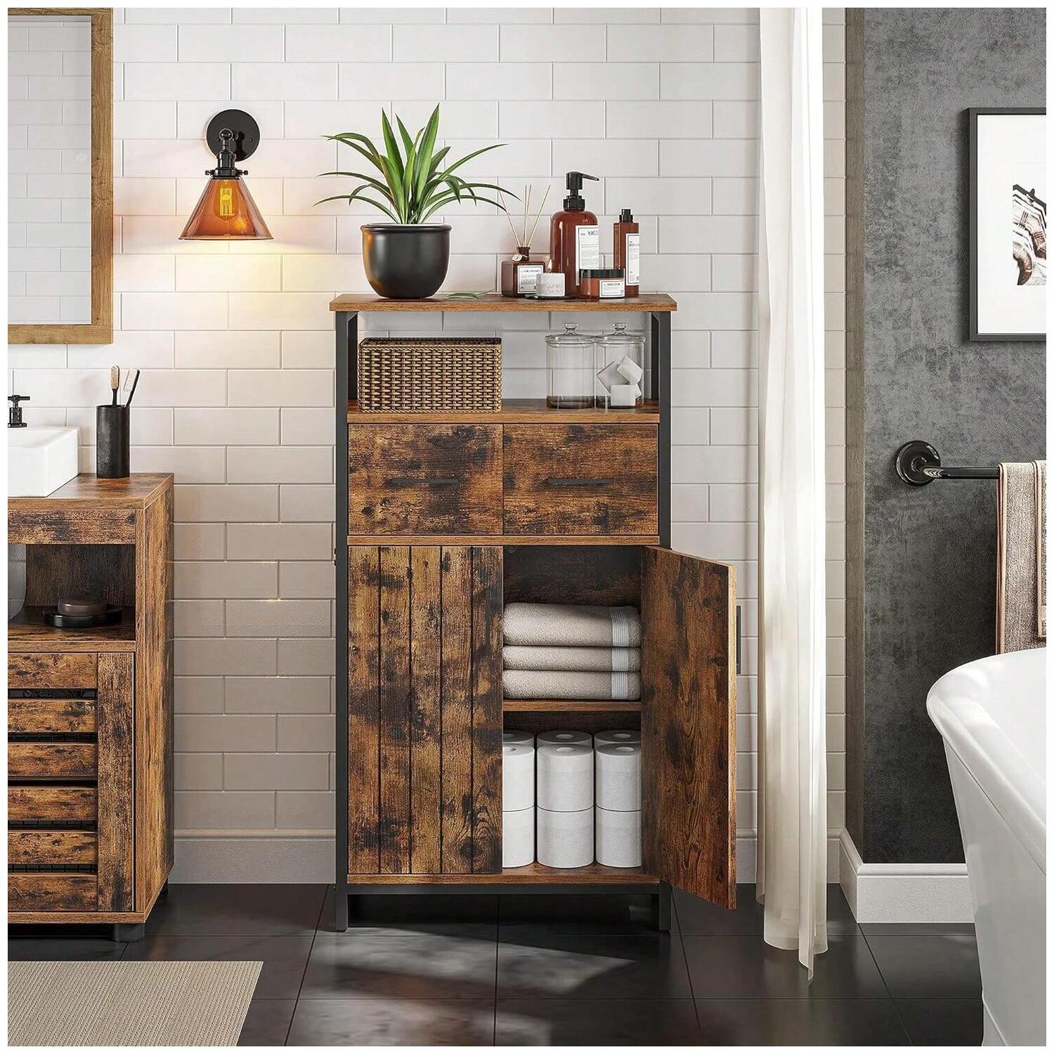 VASAGLE Industrial Storage Cabinet with Drawer and Adjustable Shelf