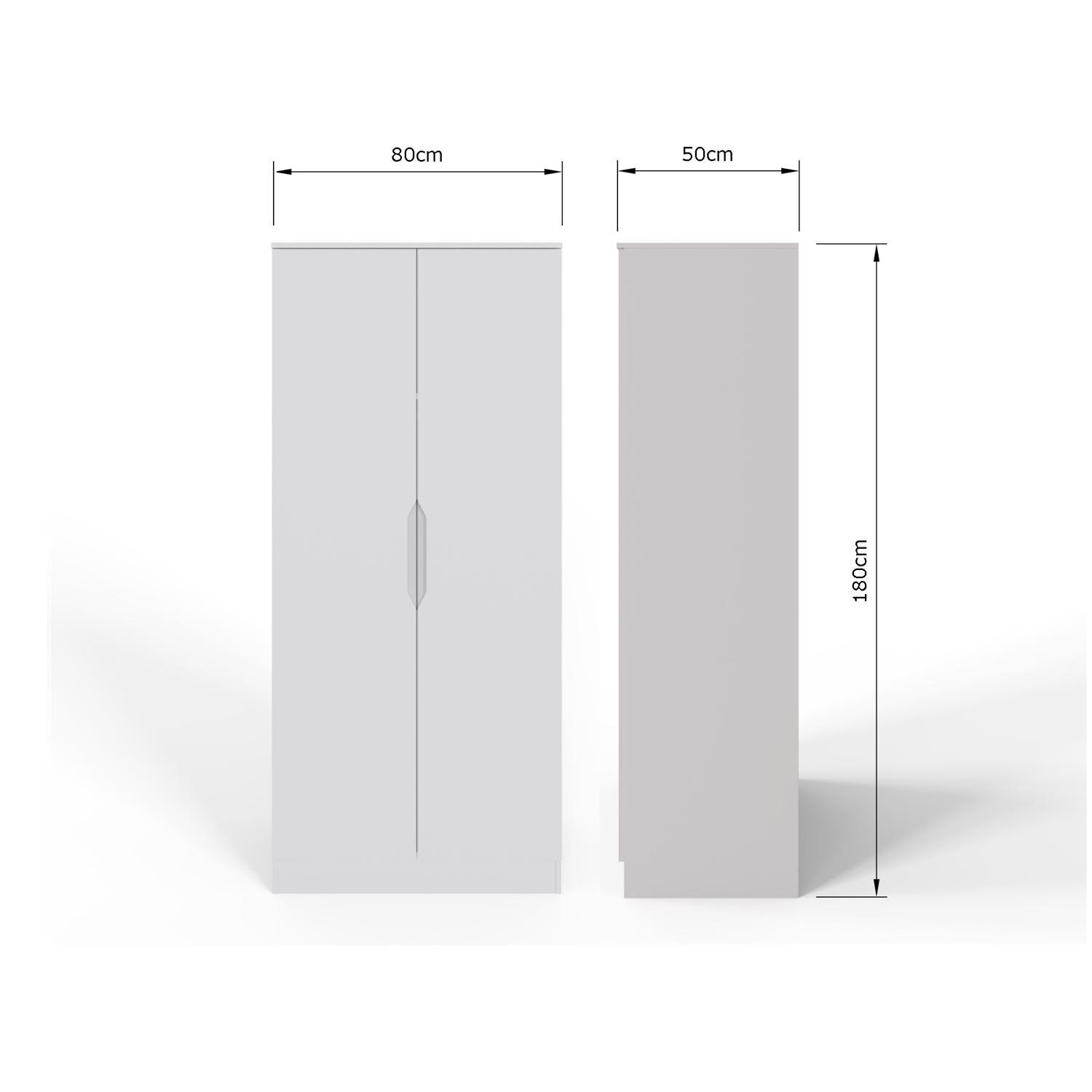 Modern 2 Door Wardrobe Hanging Rail Top Storage Recessed Handle