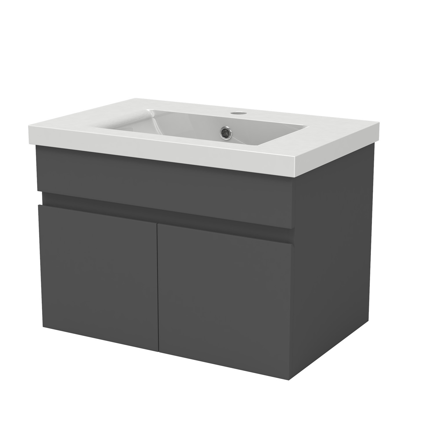 600mm Grey Bathroom Vanity Unit with Ceramice Sink Thick 2 Doors