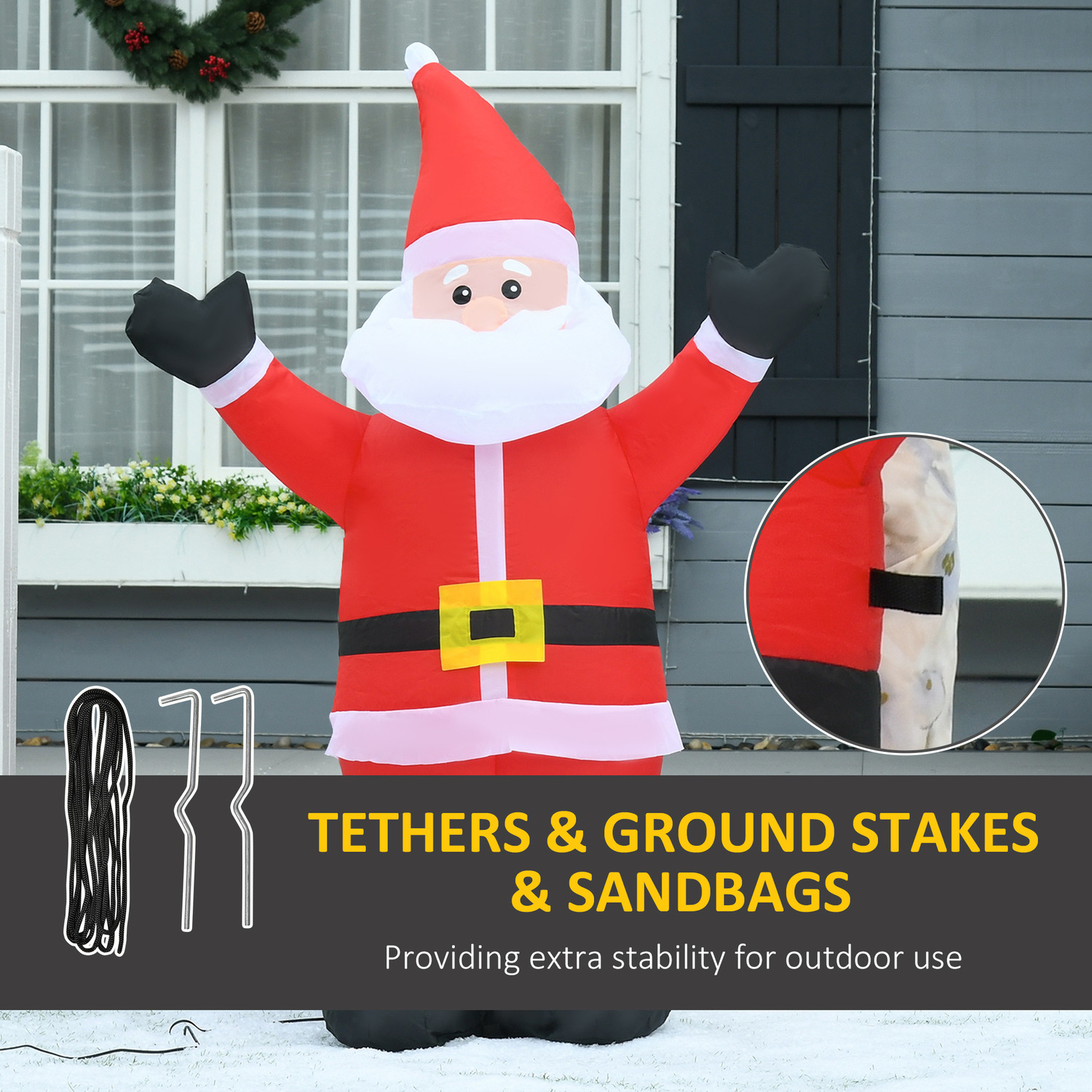 Inflatable 1.2m Tall Santa Claus Xmas Decoration