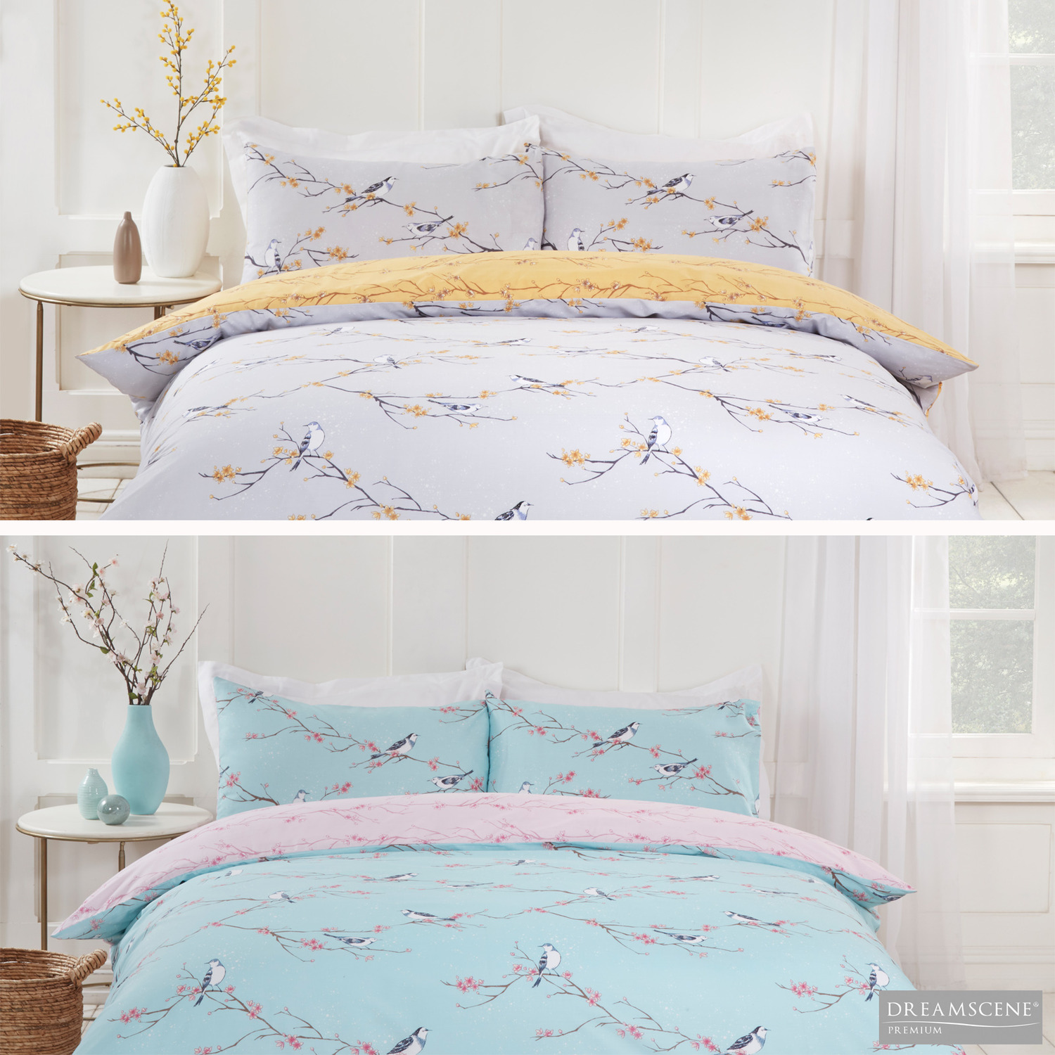 Dreamscene Blossom Bird Duvet Cover with Pillowcases