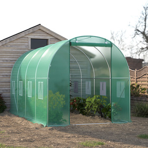 Green Outdoor Walk-in Tunnel Greenhouse with Steel Frame