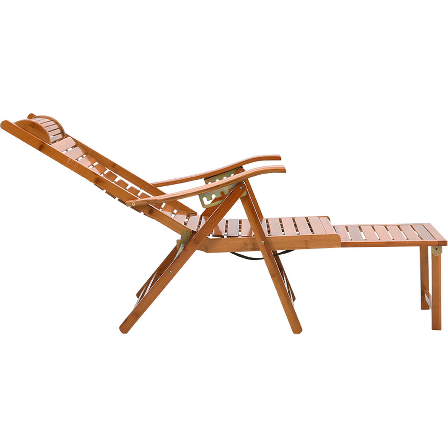 Bamboo Foldable Recliner Lounge Chair with Retractable Footrest
