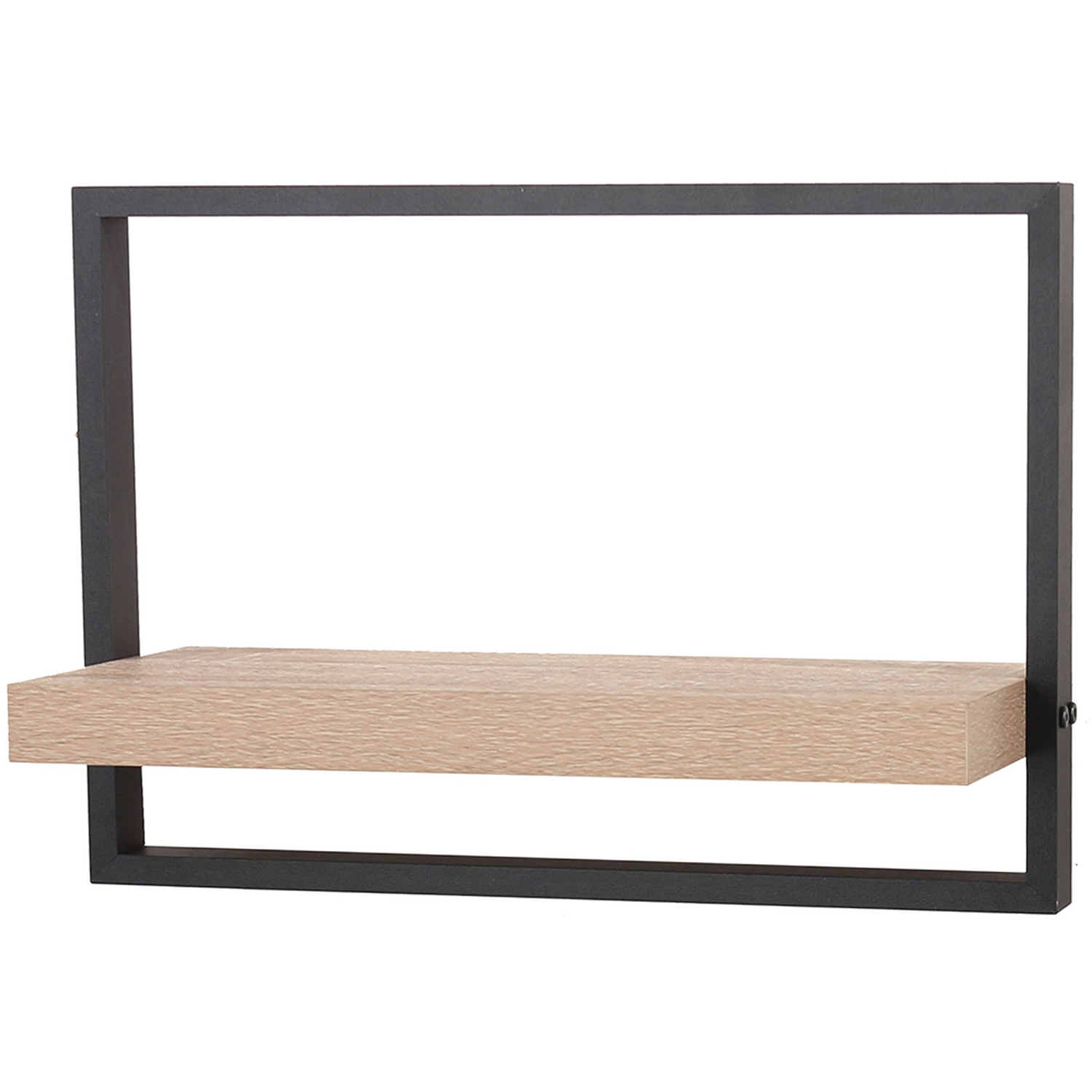 nova framed floating shelf kit - oak effect shelf with black frame