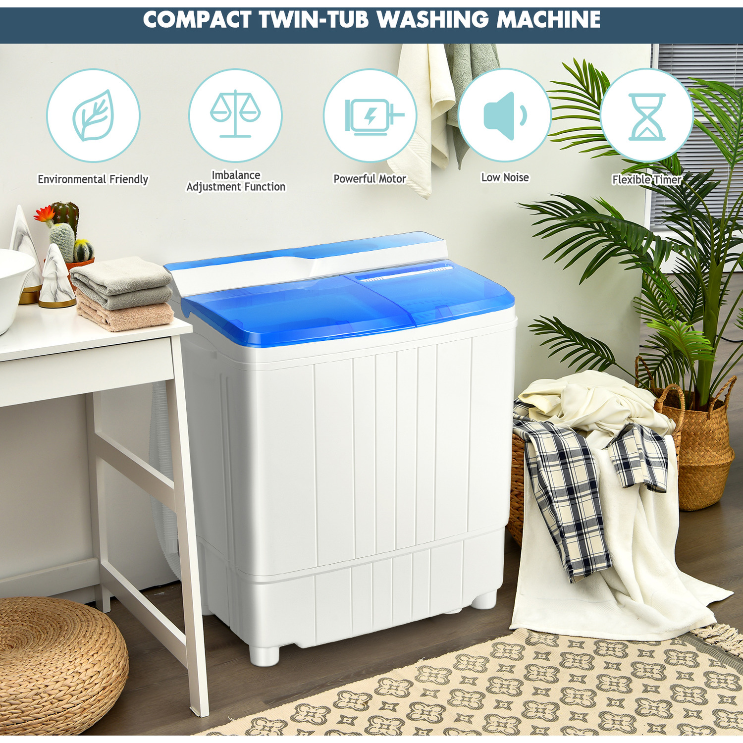 Portable Twin Tub Clothes Washing Machine
