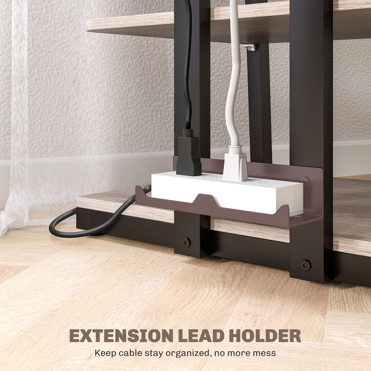 HOMCOM Corner TV Unit with Open Shelves and Extension Lead Holder