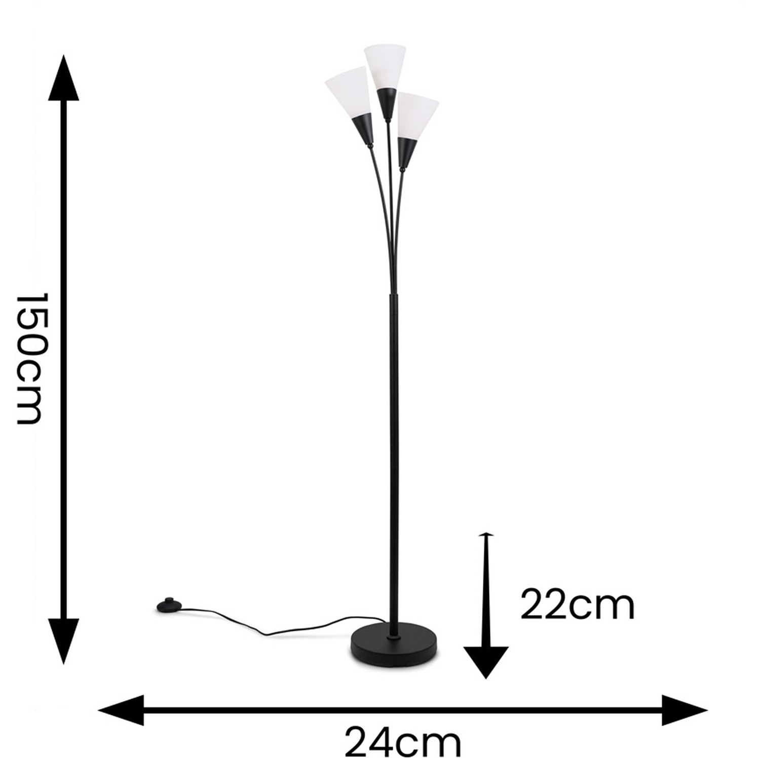 Kristina Frosted White Shade 3 Way Metal Uplighter Floor Lamp with LED ...