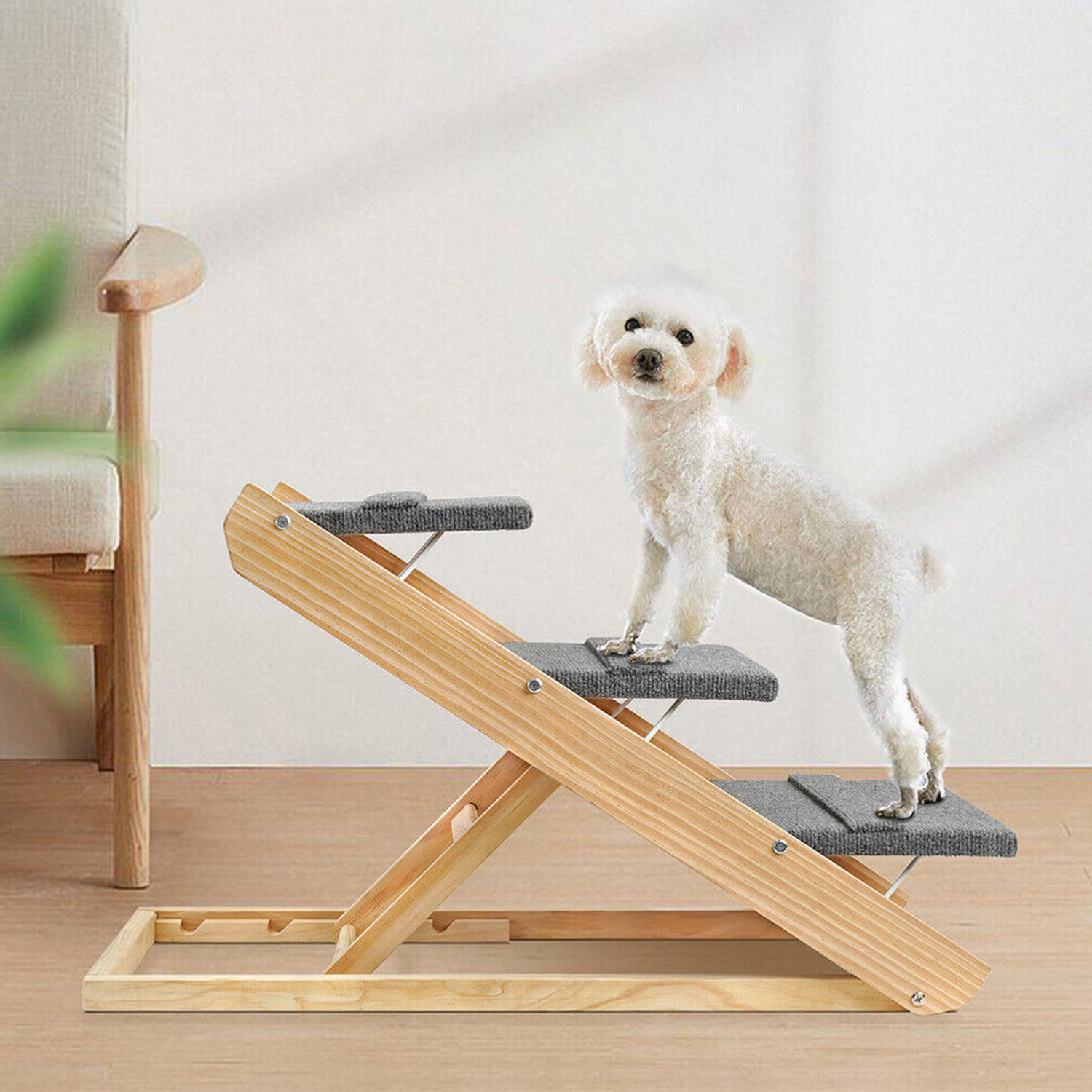 3-Step Foldable Wooden Pet Stair