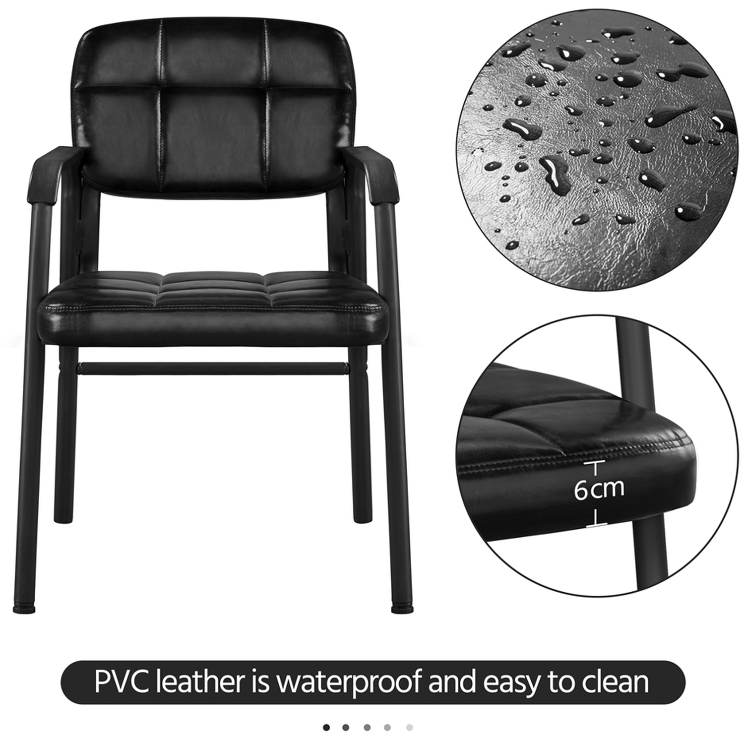 Set of 2 Reception Chair with Metal Frame for Home Office