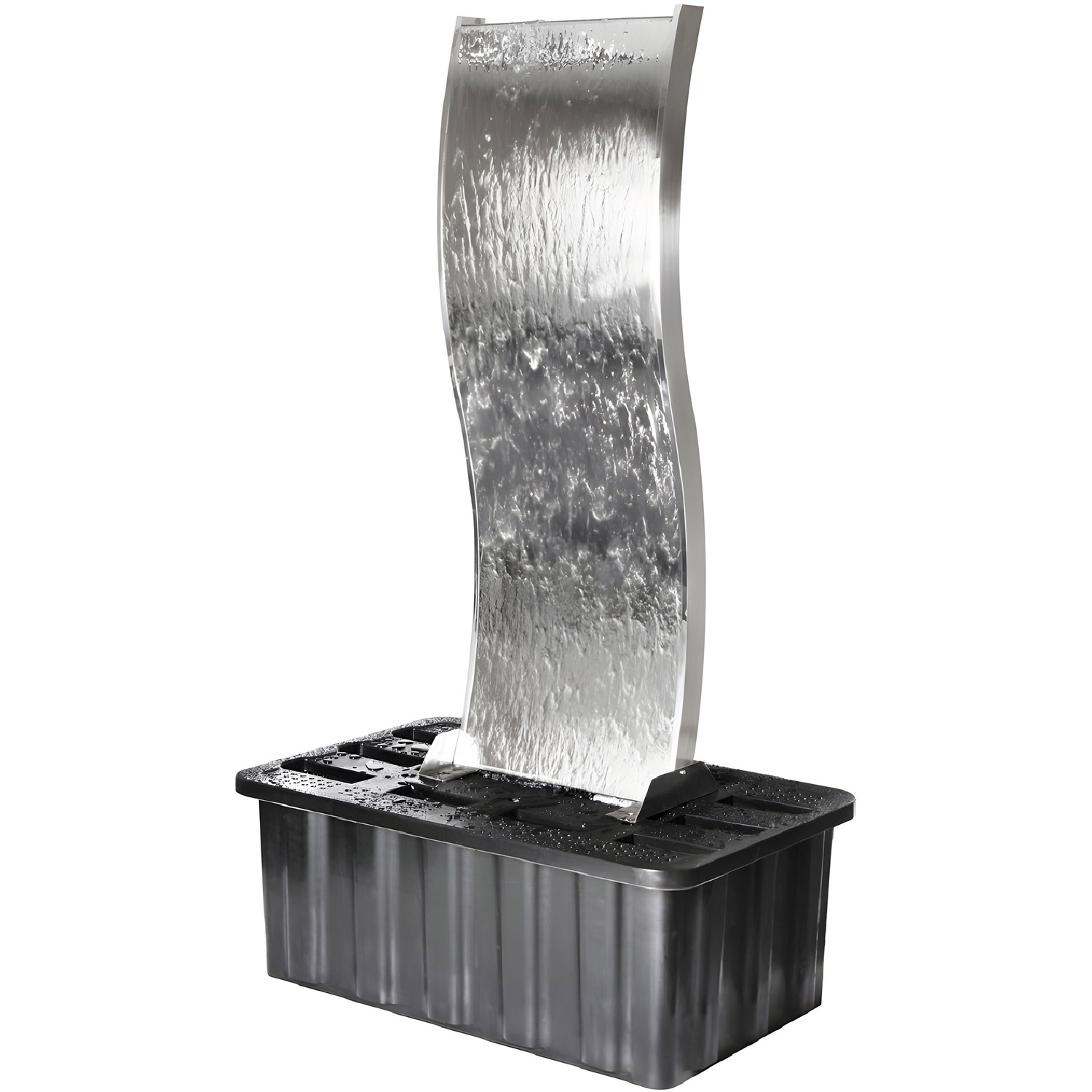 Primrose Stainless Steel Curved Water Wall with Stainless Steel Reservoir