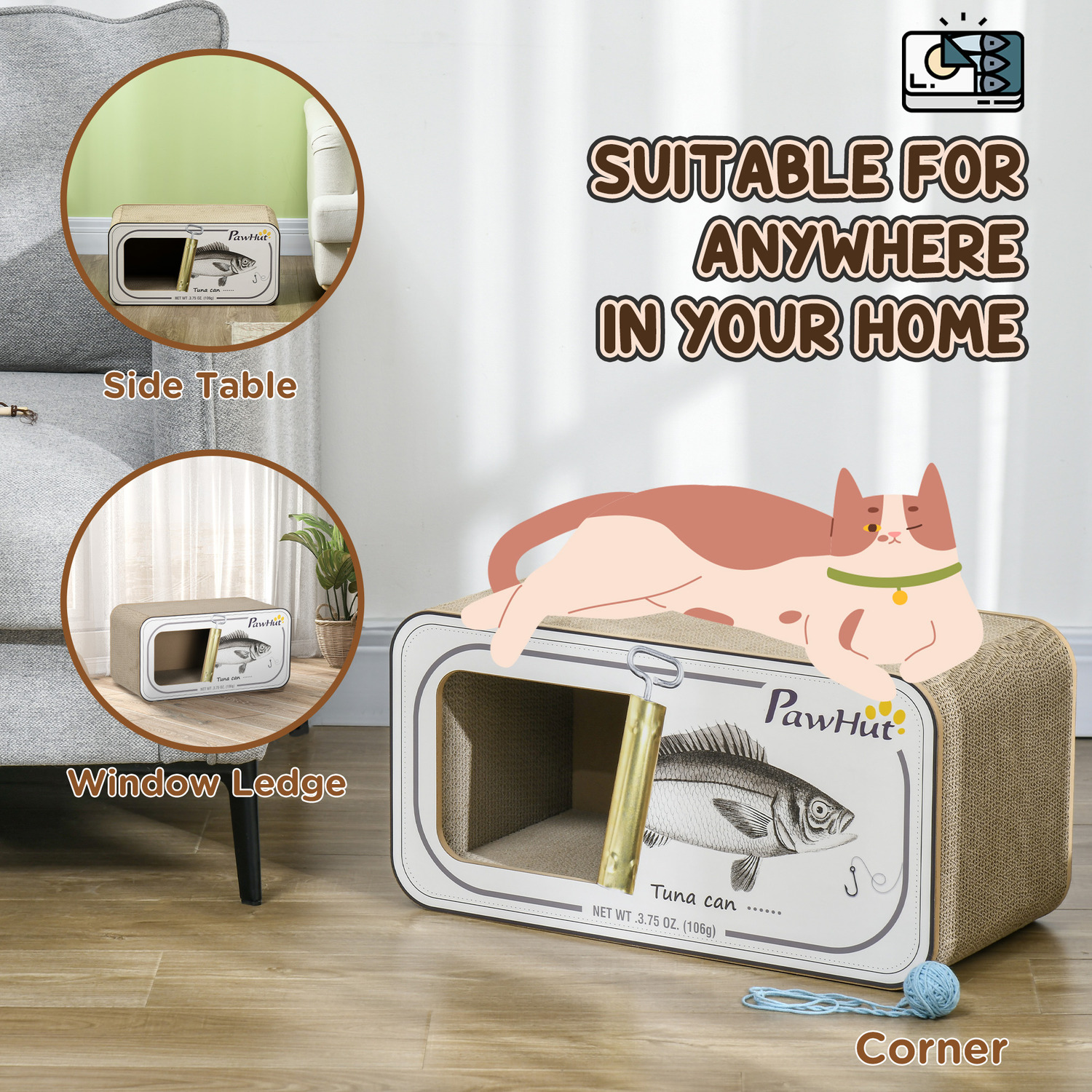 PawHut 2 in 1 Cardboard Cat House with Catnip