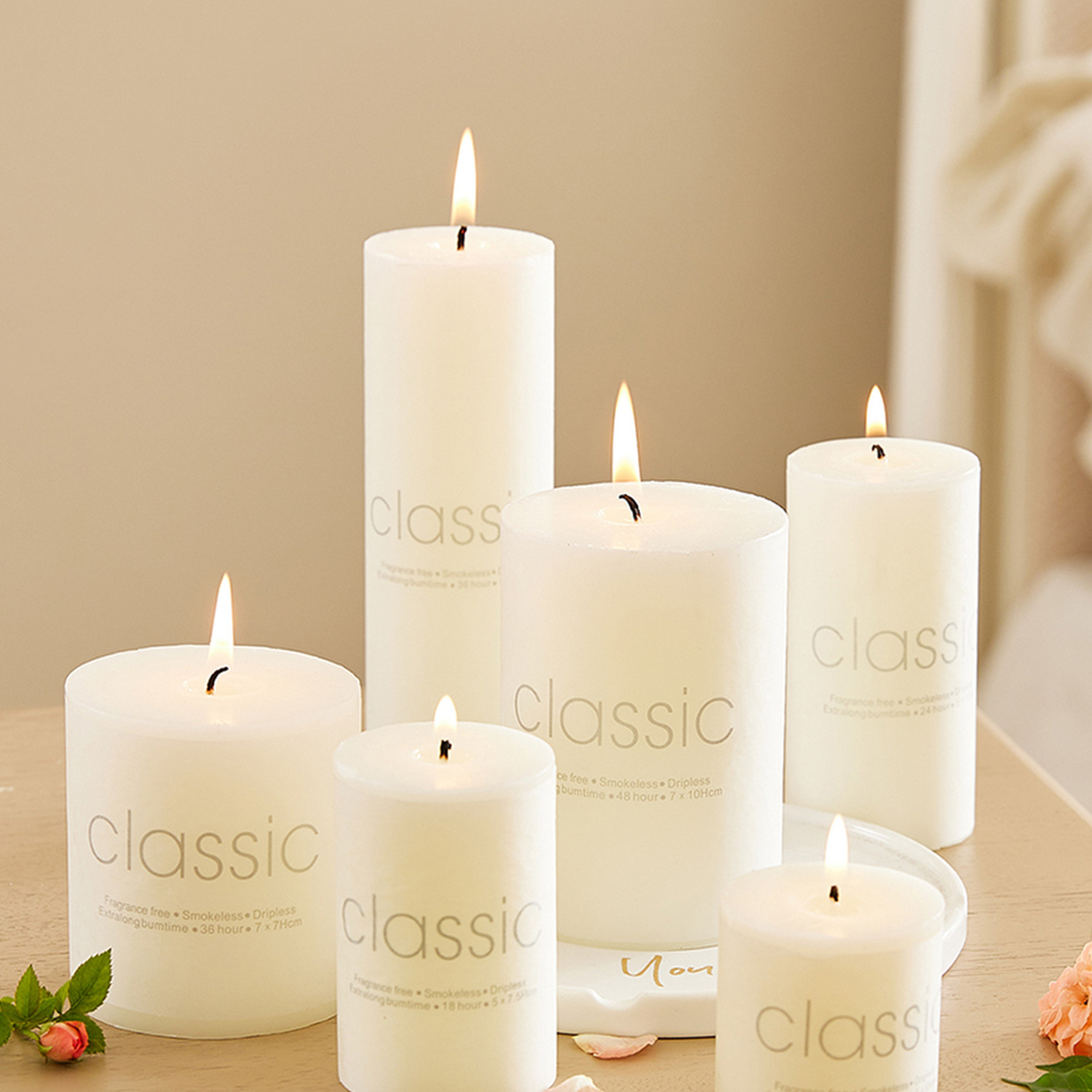 6 Pieces Unscented Pillar Candles Set Home Decor