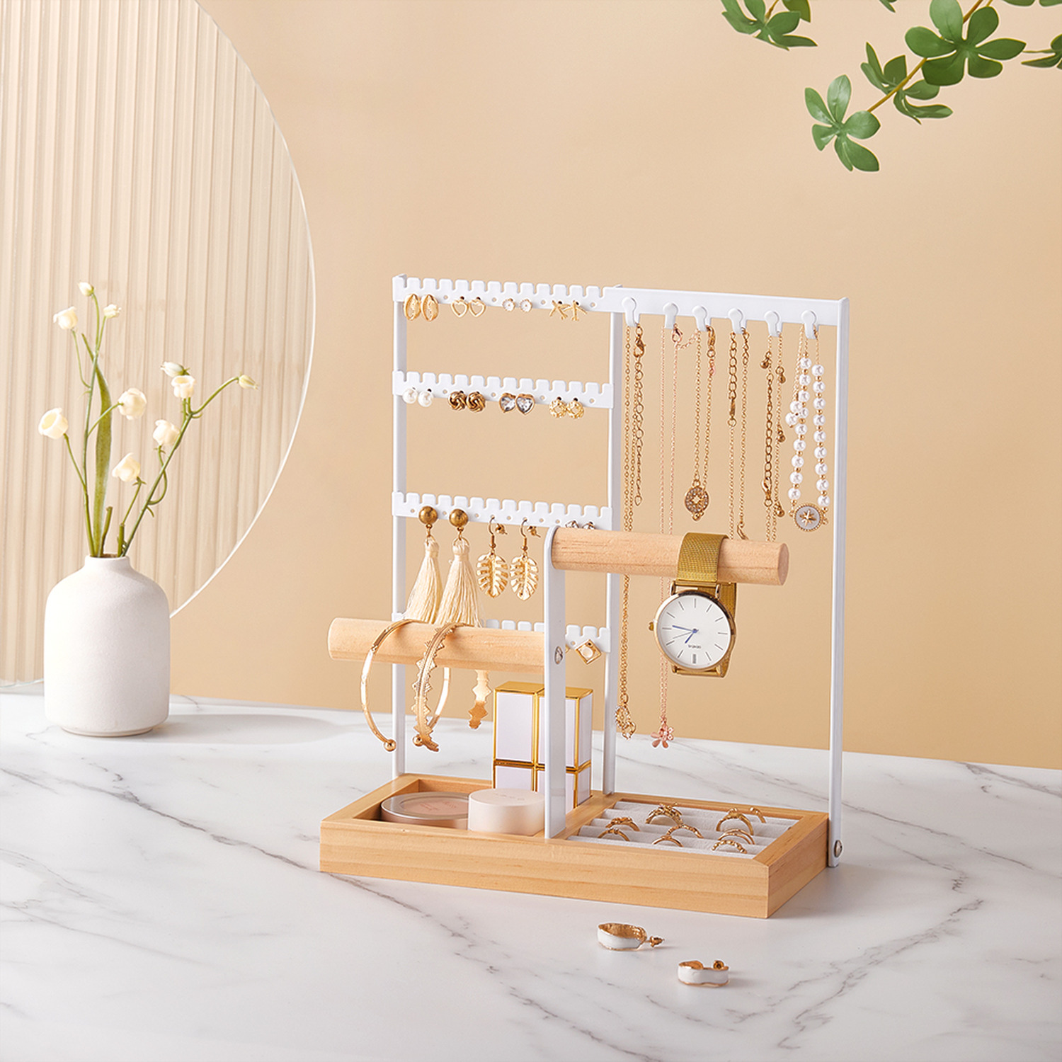 4-Tier Metal and Wood Jewellery Display Stand
