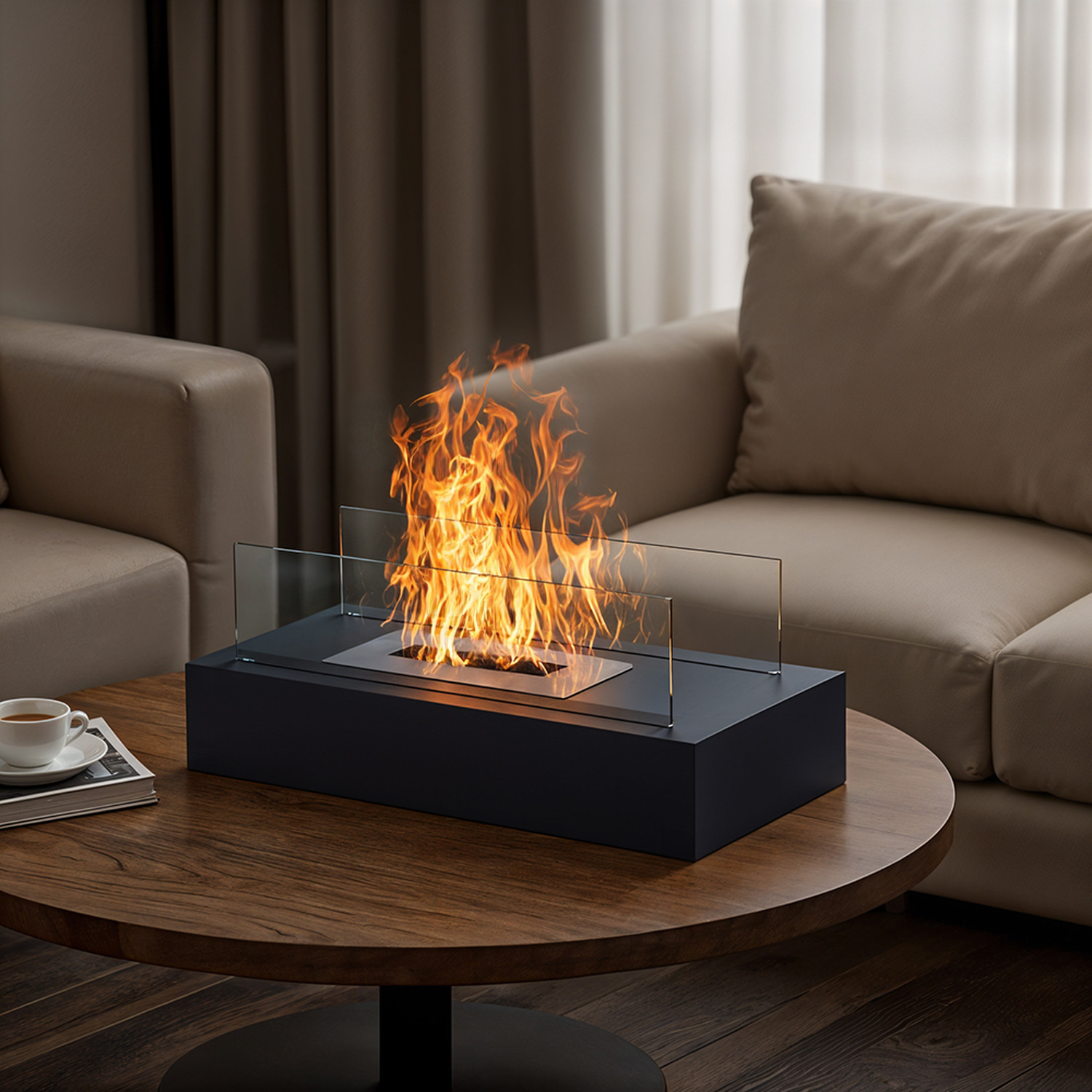 HomeScape Fireplace Tabletop Rectangular Ventless Ethanol Burner