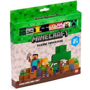 Fine Tip Pen with Silicone Topper Set of 8 - Minecraft