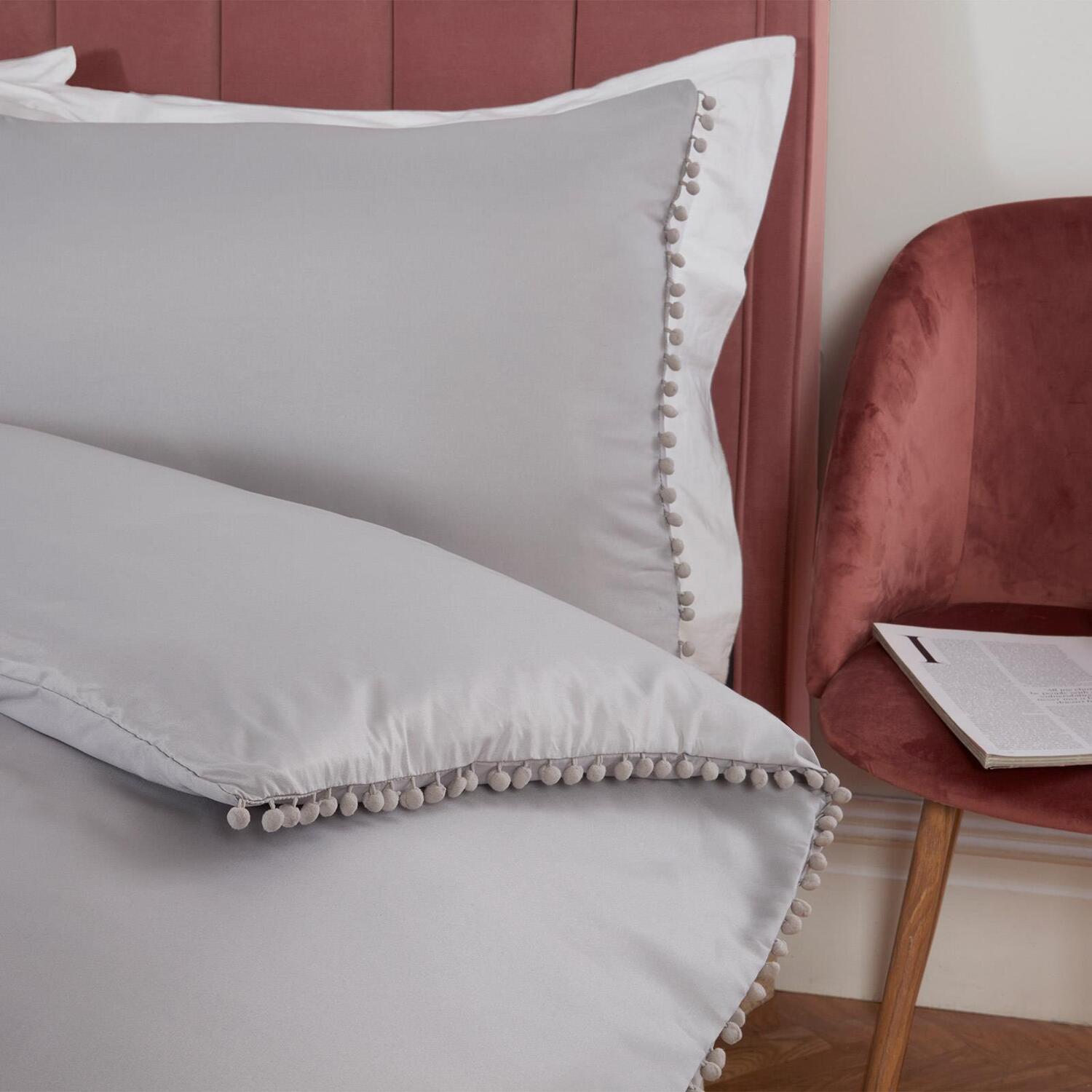 Dreamscene Pom Pom Trim Duvet Cover with Pillowcase Bedding Set