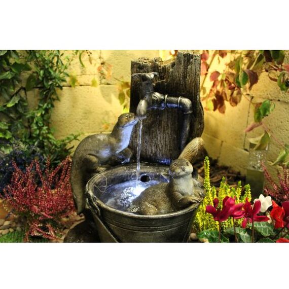 Otters at Tap Animal Animal Fountains Solar Water Feature