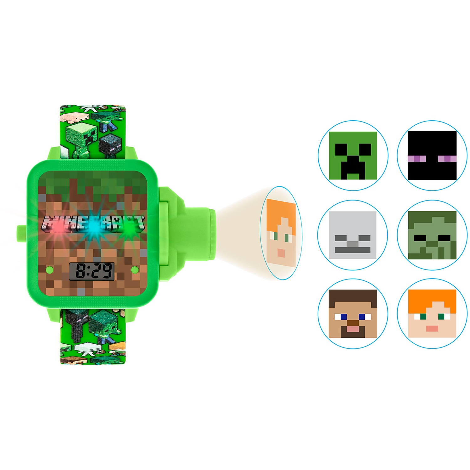 Minecraft Green Strap Projection Watch