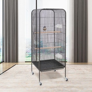 Large Parrot Budgie Bird Cage Cart Solid Metal Wire Nest Habitation ...