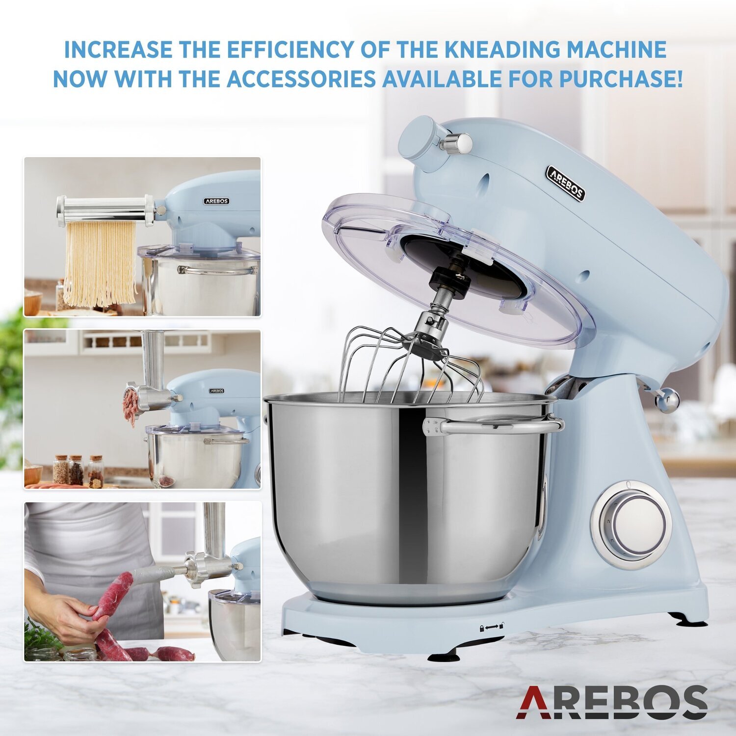Retro Stand Mixer Kneading Machine With 6L Stainless Steel Mixing Bowl