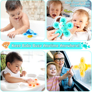 4 Piece Suction Cup Spinner, Fidget Spinner for Kids