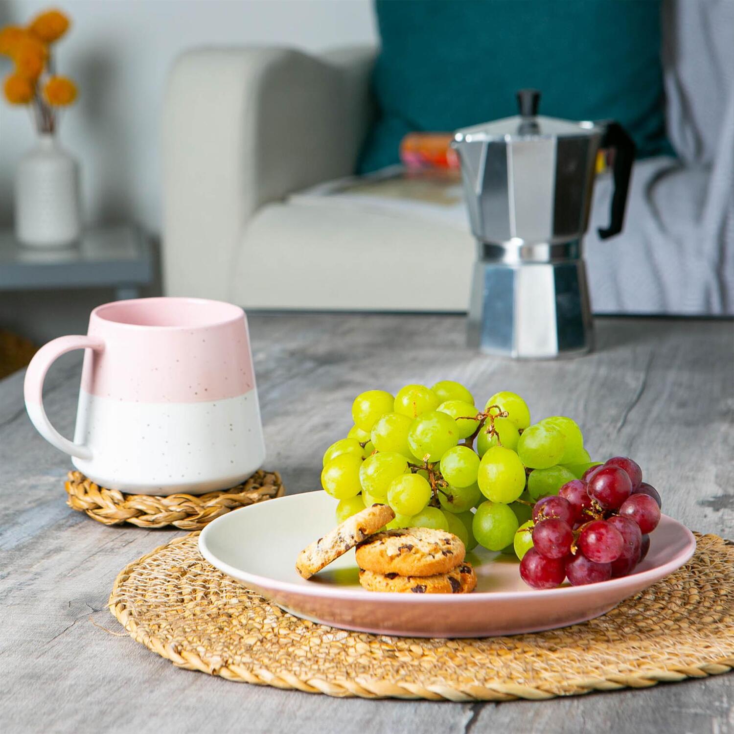 Nicola Spring Dipped Flecked Mug Plate Set - 20.5cm - Pack of 8pc