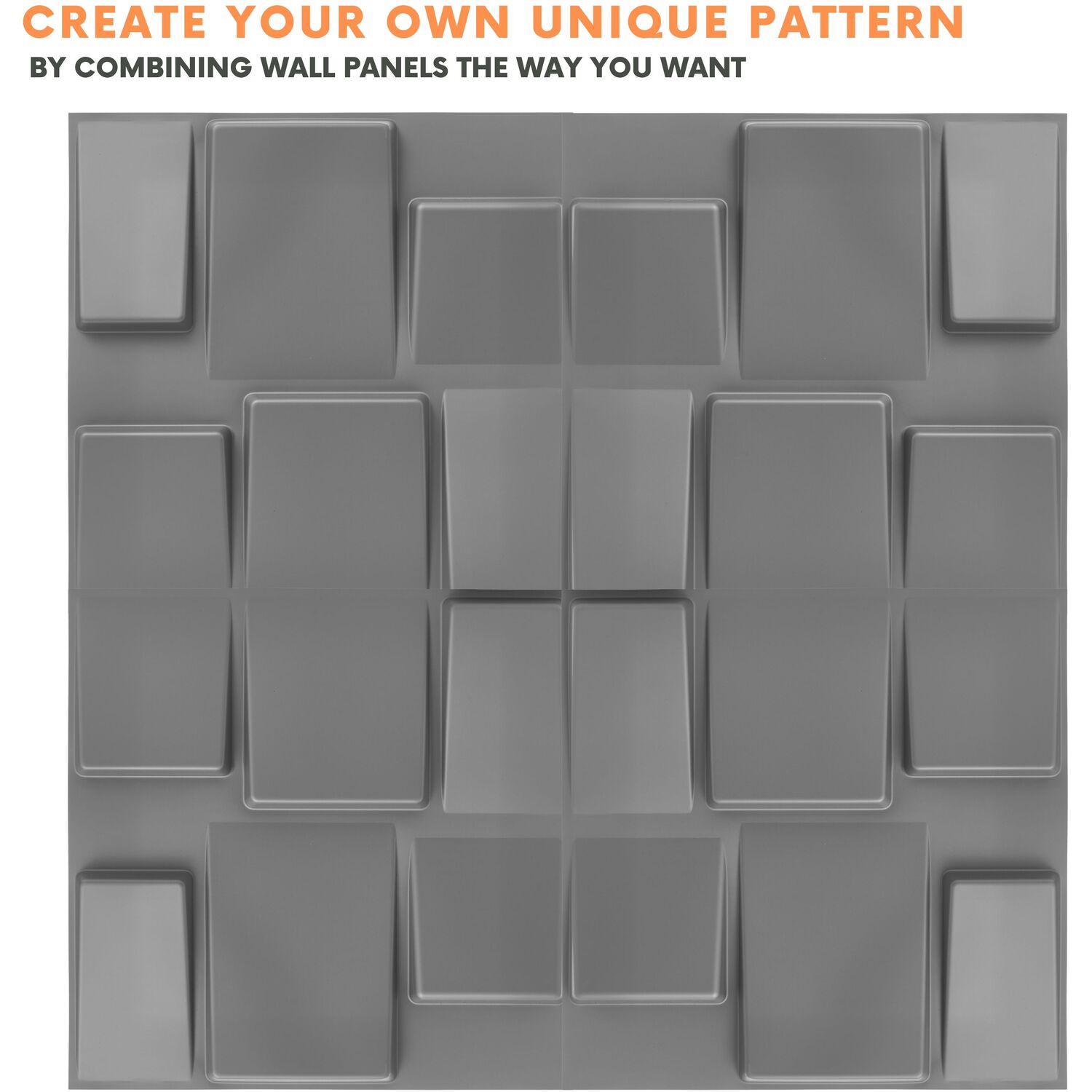 3D Wall Panels with Adhesive Included - Geometric Squares Design
