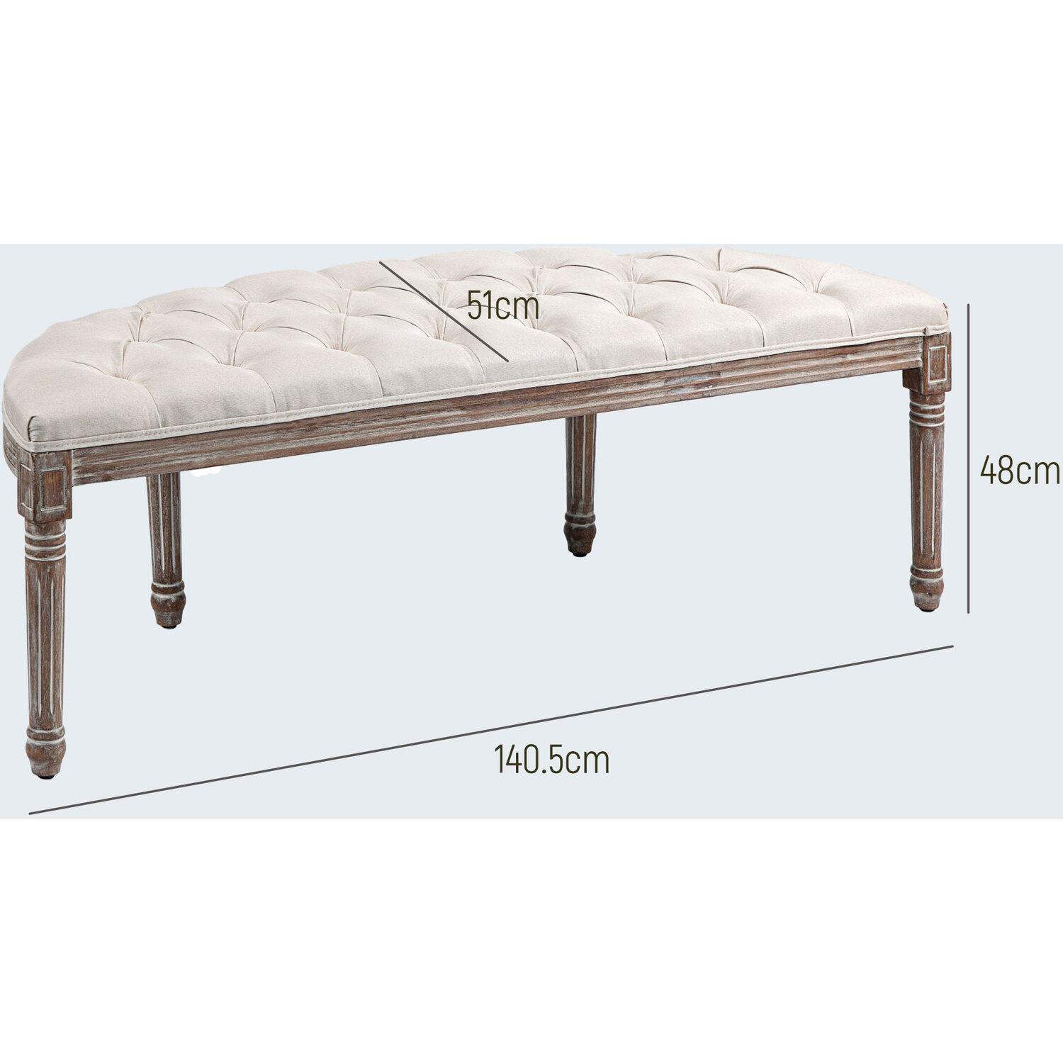 Half Circle End Bench Ottoman Footstool