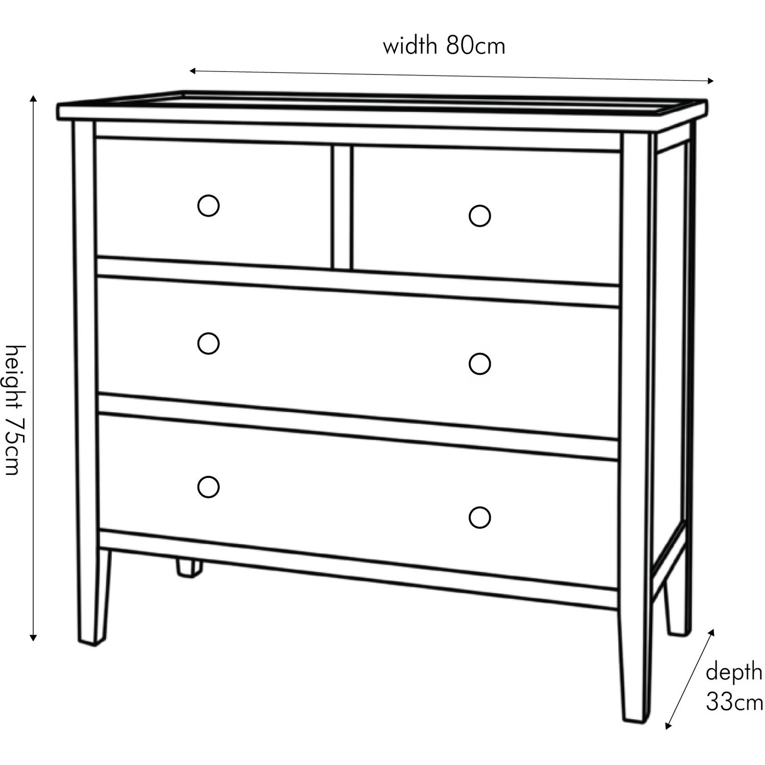 Wooden 4 Drawer Unit