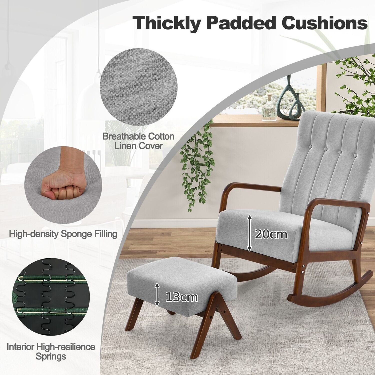 Leisure Rocking Chair and Footstool Set